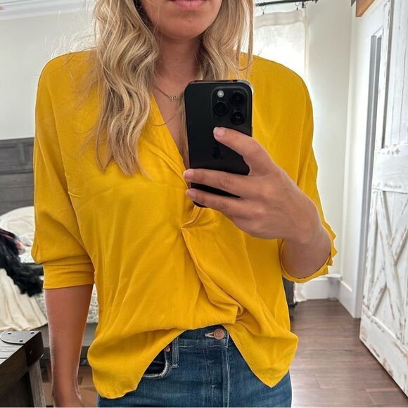 Zara | Tops | Zara Yellow Silktop | Poshmark